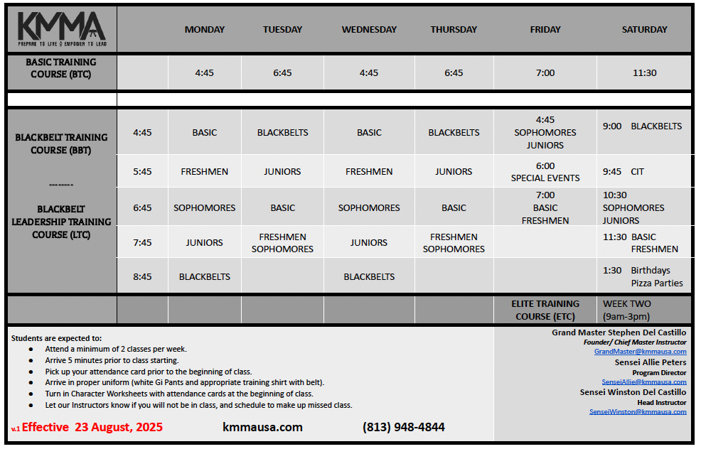 New Saturday Schedule